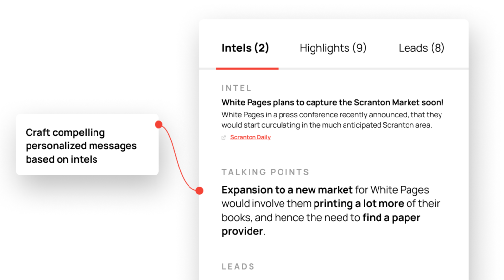 B2Brain Features to automate sales account intelligence